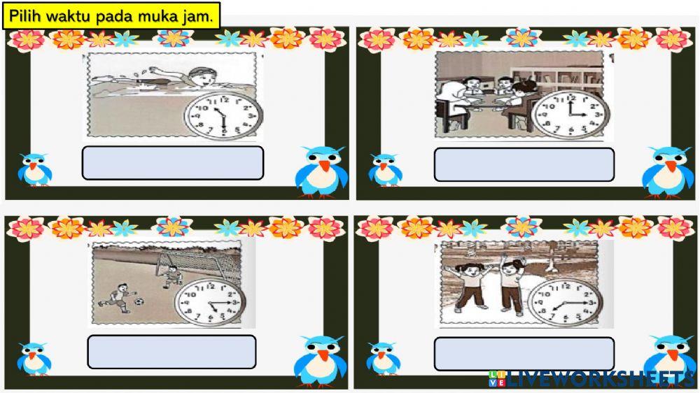 Masa pada muka jam worksheet | Live Worksheets