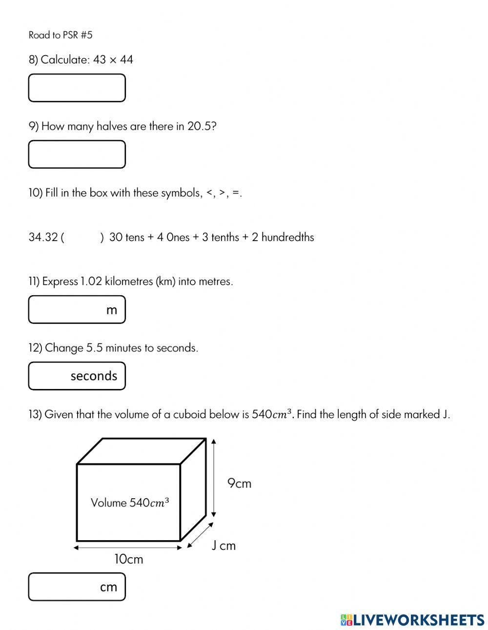 Road To PSR -5 worksheet | Live Worksheets
