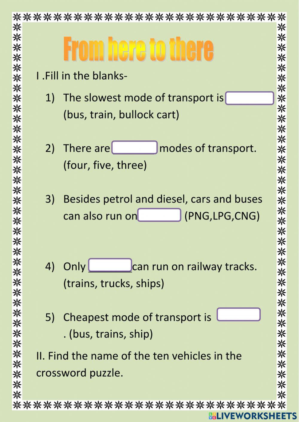 From here to there interactive activity | Live Worksheets