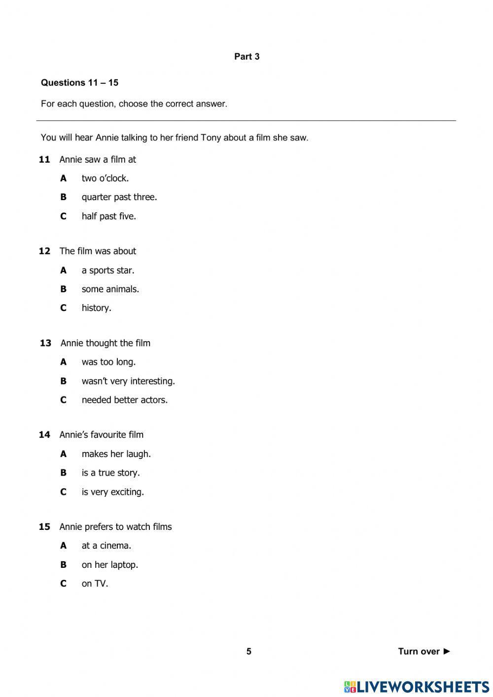 Listening a2 | Free Interactive Worksheets | 6708297