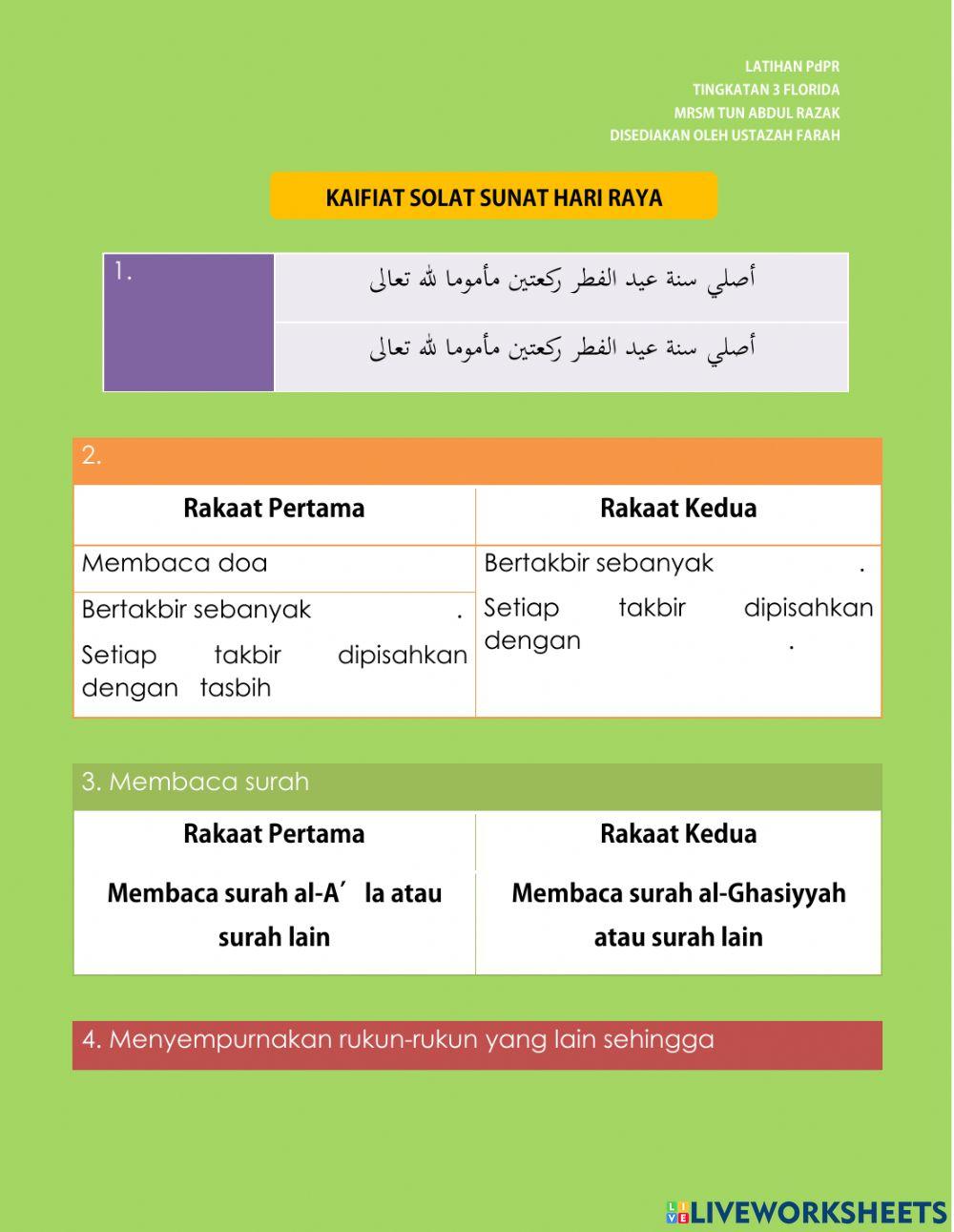 Aidil fitri dan aidil adha interactive worksheet | Live Worksheets