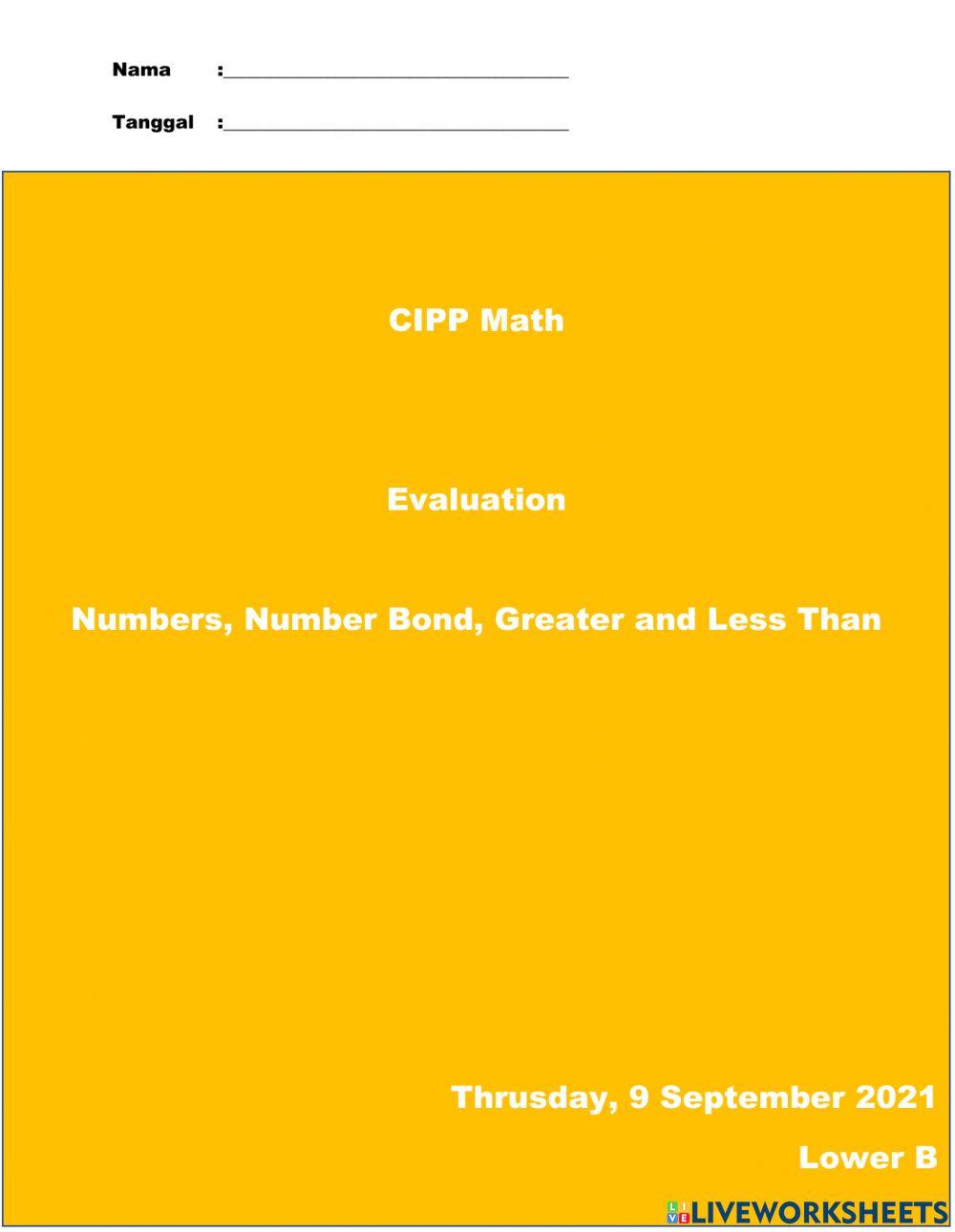 Evaluasi cipp math- worksheet | Live Worksheets