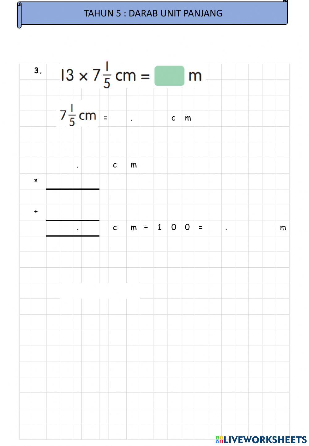 Darab unit panjang activity | Live Worksheets