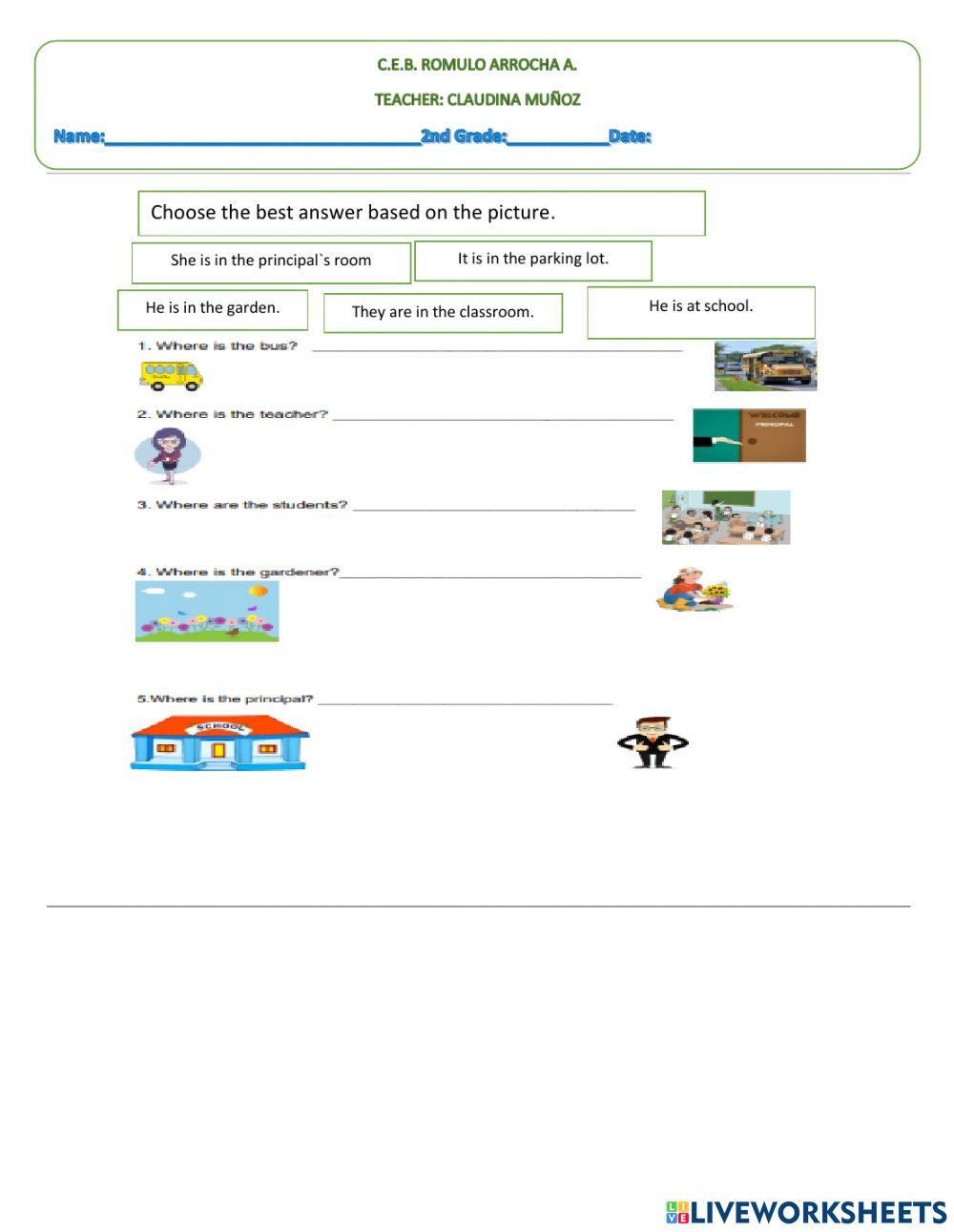 Verb be interactive worksheet for 2nd | Live Worksheets