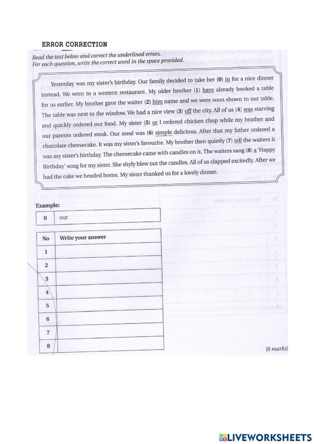FORM 1 - READING | Free Interactive Worksheets | 5158233