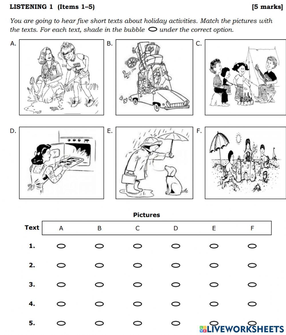 Listen and number online exercise for G 7A | Live Worksheets