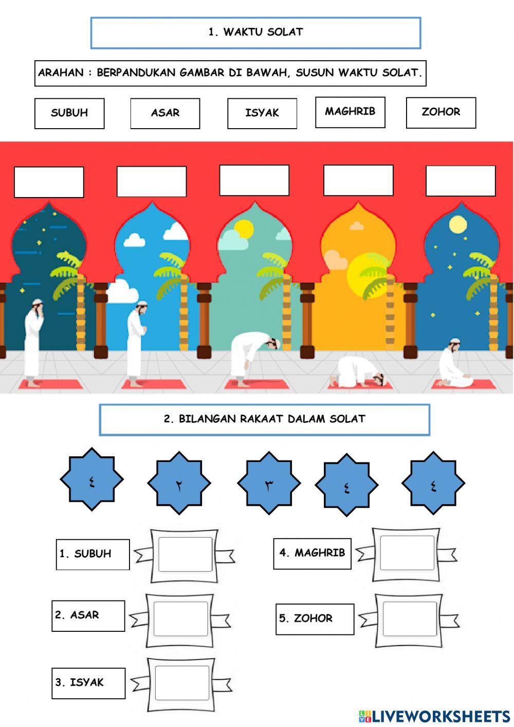 Solat exercise for 2 | Live Worksheets
