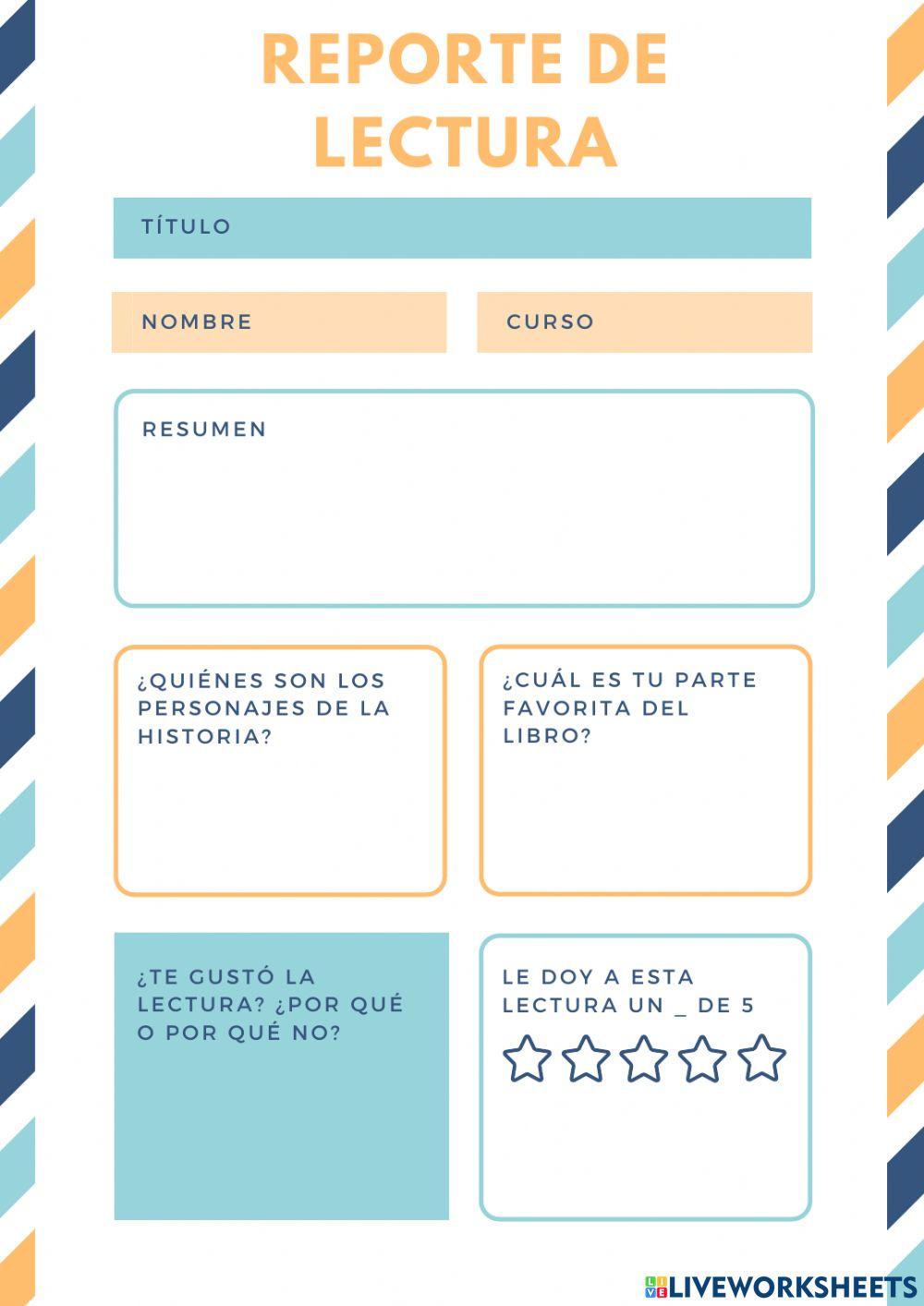 Reporte de lect… | Free Interactive Worksheets | 1371158