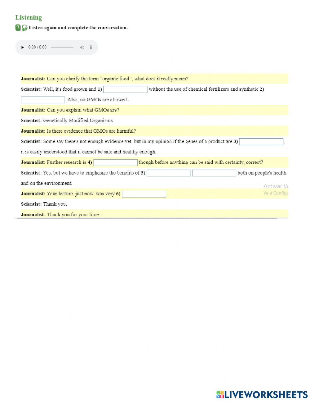 ZELMYCASTRO | 1.10 organic food 5158309 | LiveWorksheets