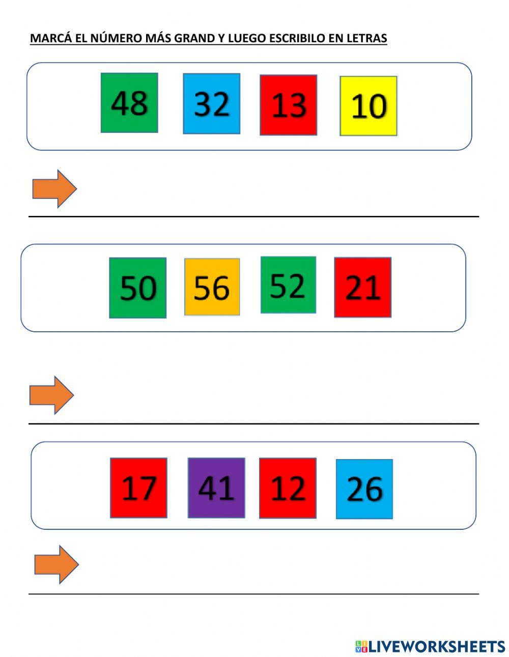 Numeración hasta el 59 worksheet | Live Worksheets