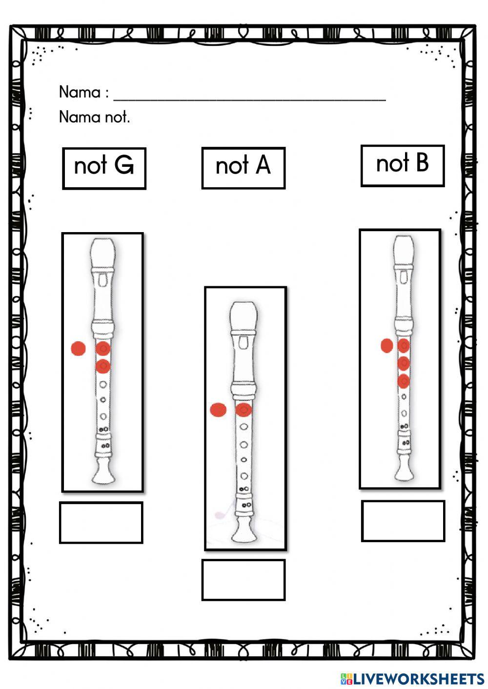 Penjarian not g not a not b worksheet | Live Worksheets