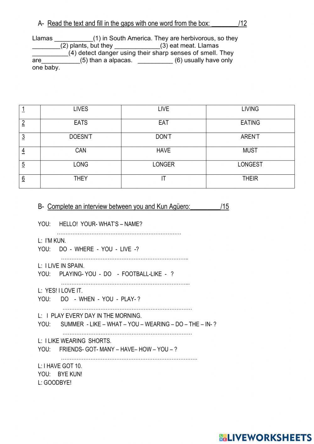 Practice kids 4 mid term exam 8 worksheet | Live Worksheets