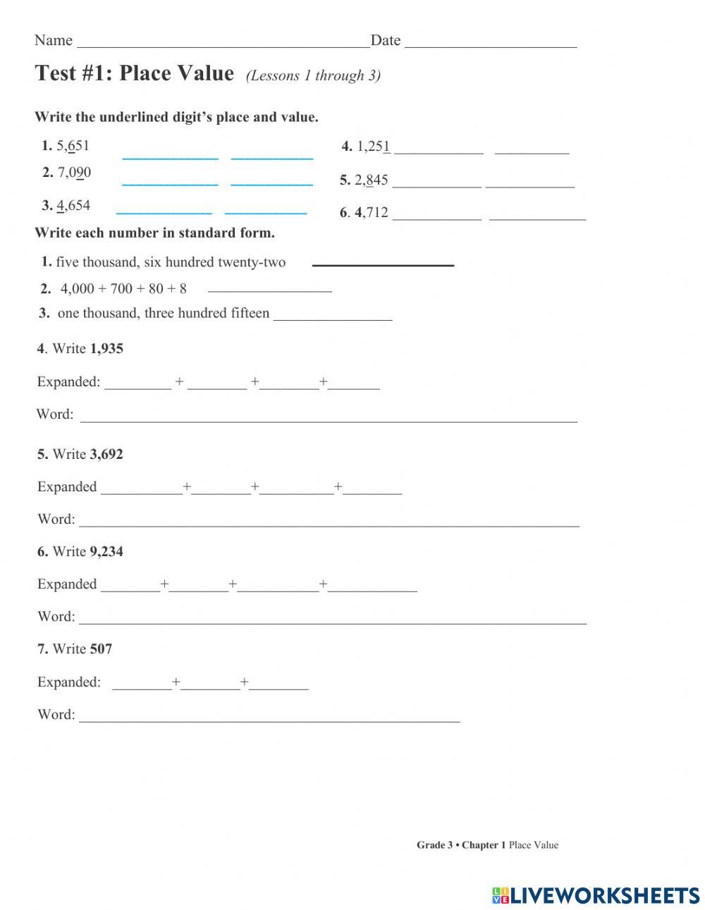 1372572 | Place value | Erivelisse | LiveWorksheets