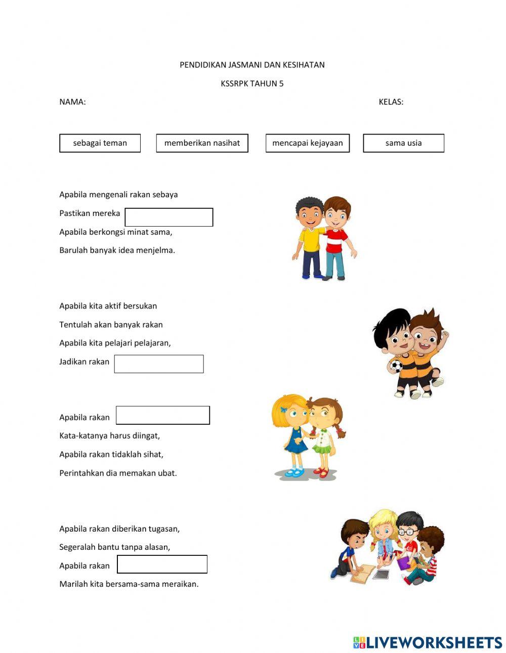 Rakan Sebaya activity | Live Worksheets