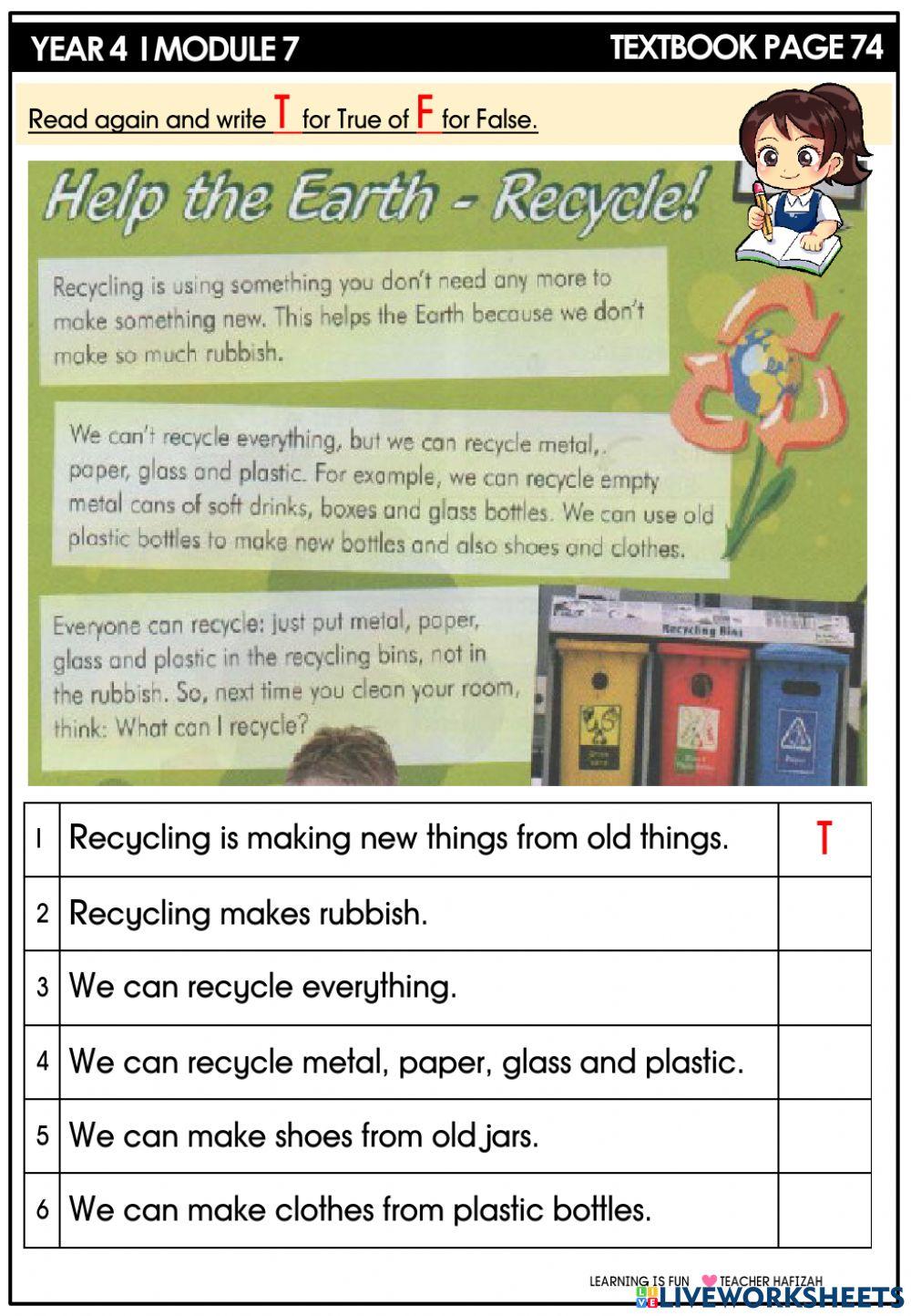 Year 4 module 7- READING - page 74 worksheet | Live Worksheets