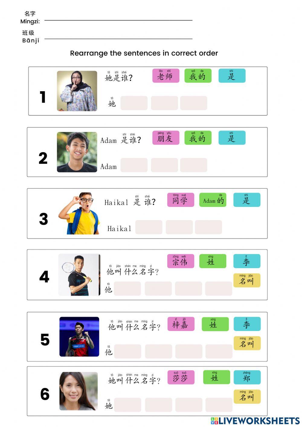 Ta shi shei worksheet | Live Worksheets