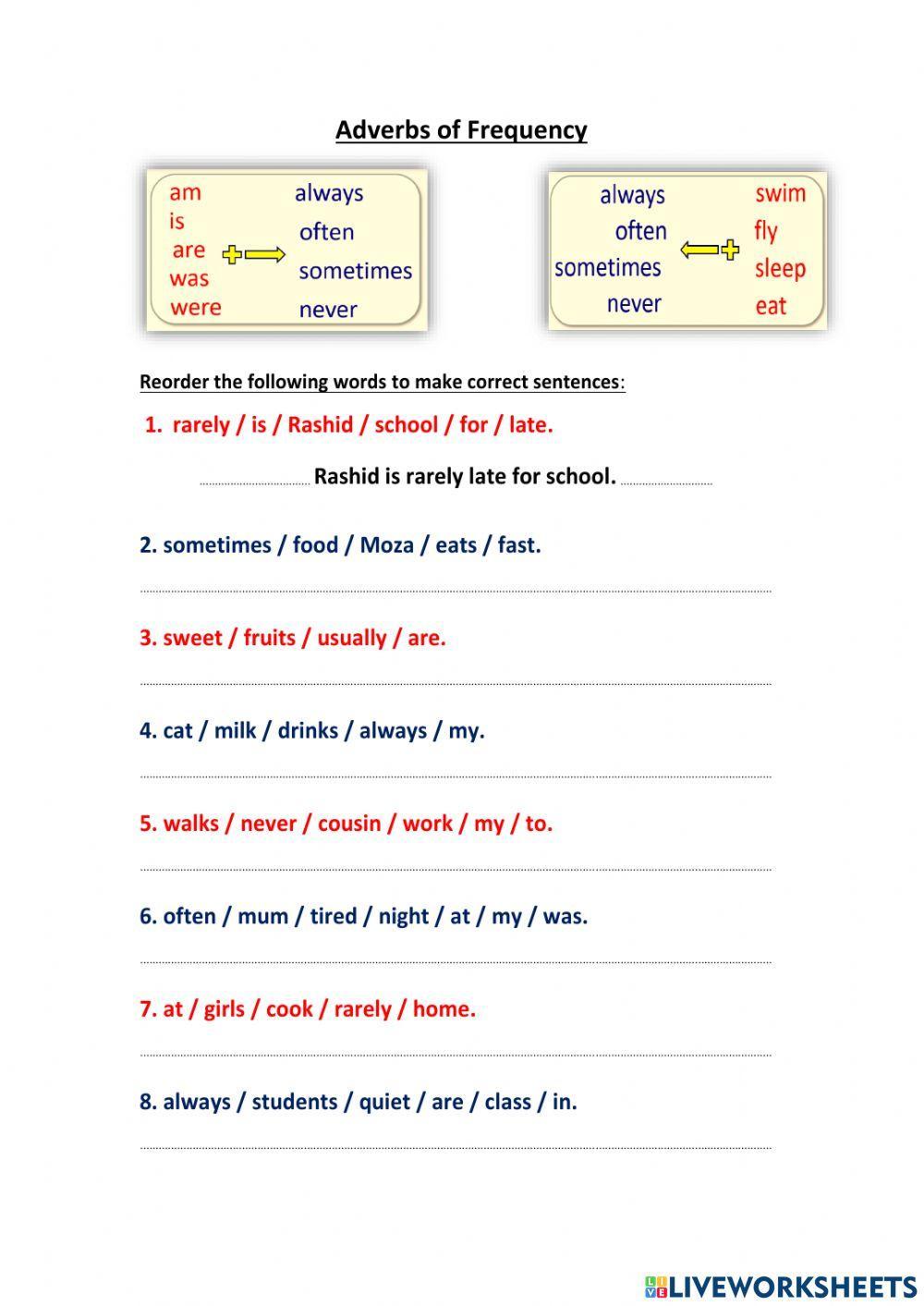 Adverbs Of Frequency (Position) Worksheet Live Worksheets, 56% OFF Adverbs Of Frequency (Position) Worksheet Live Worksheets, 56% OFF