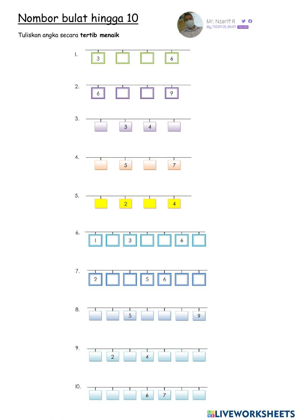 Linus Numerasi 14 worksheet | Live Worksheets