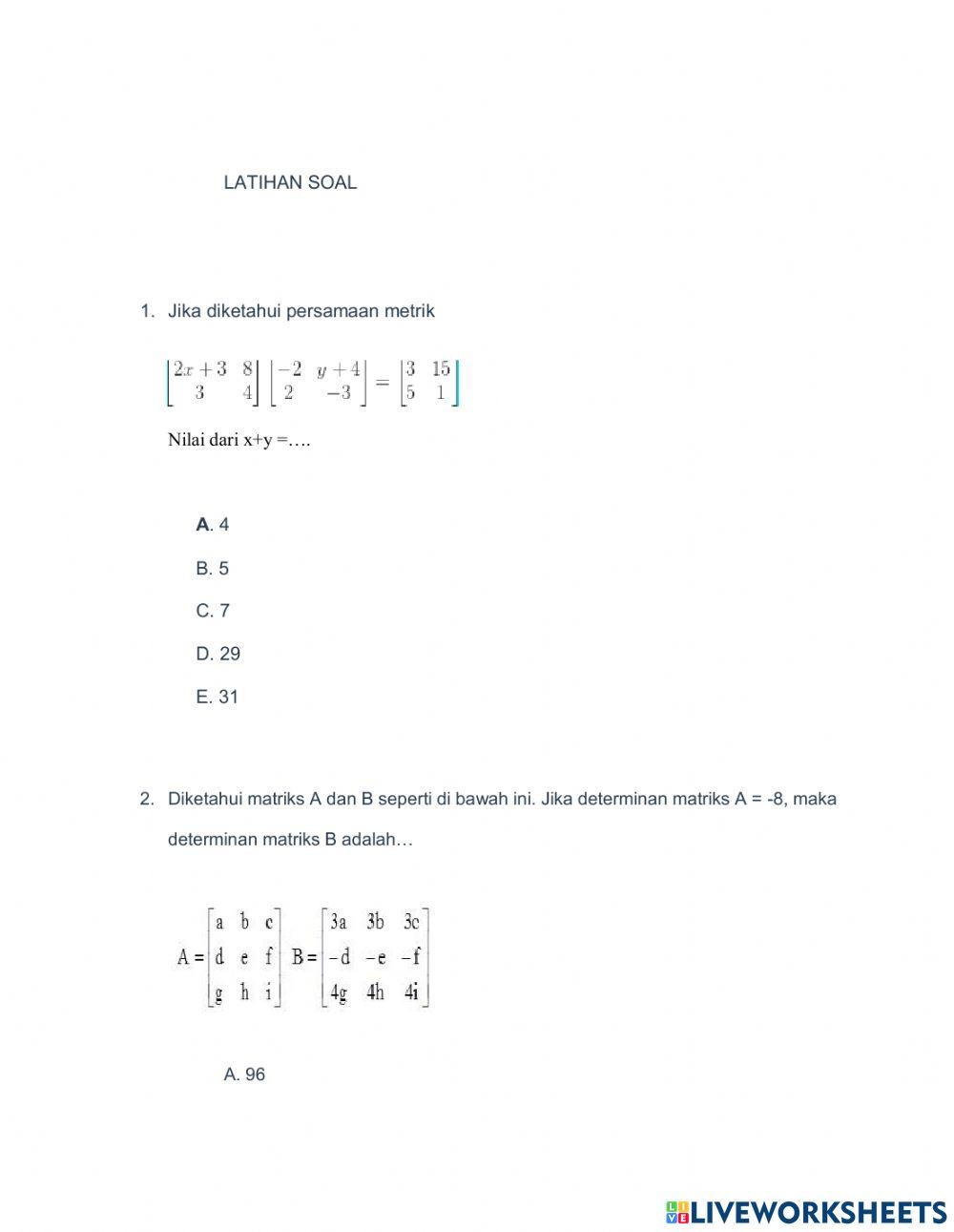 1373911 | Latihan soal matriks 1 | wiwi_martini