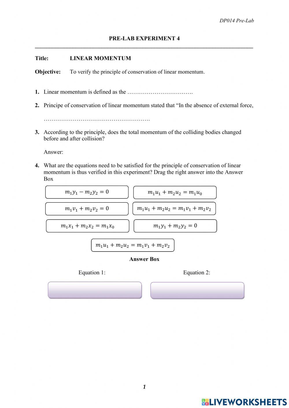 Pre Lab Exp 4 worksheet | Live Worksheets