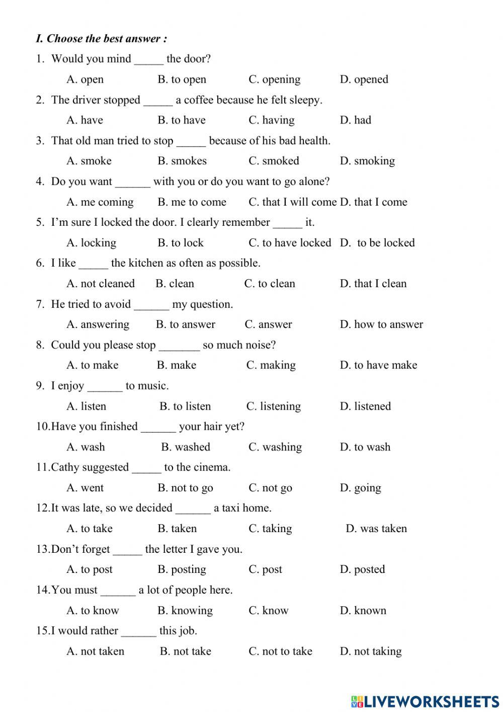 1374420 | English 8 | Đỗ Thị Vũ Ngọc | LiveWorksheets