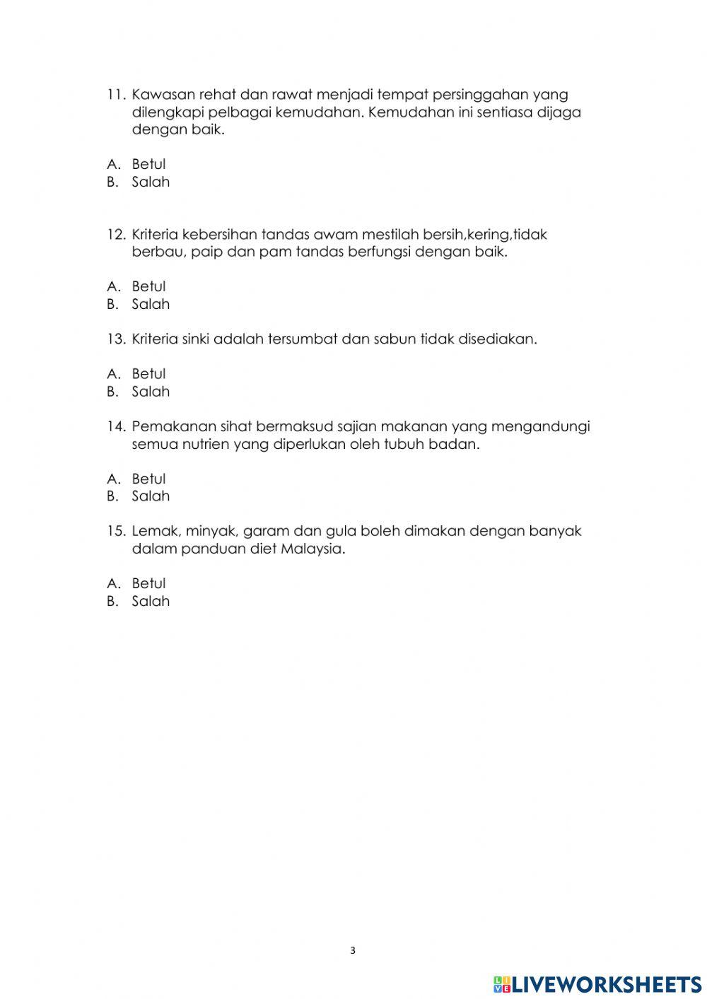 Ujian interactive worksheet for 2 | Live Worksheets
