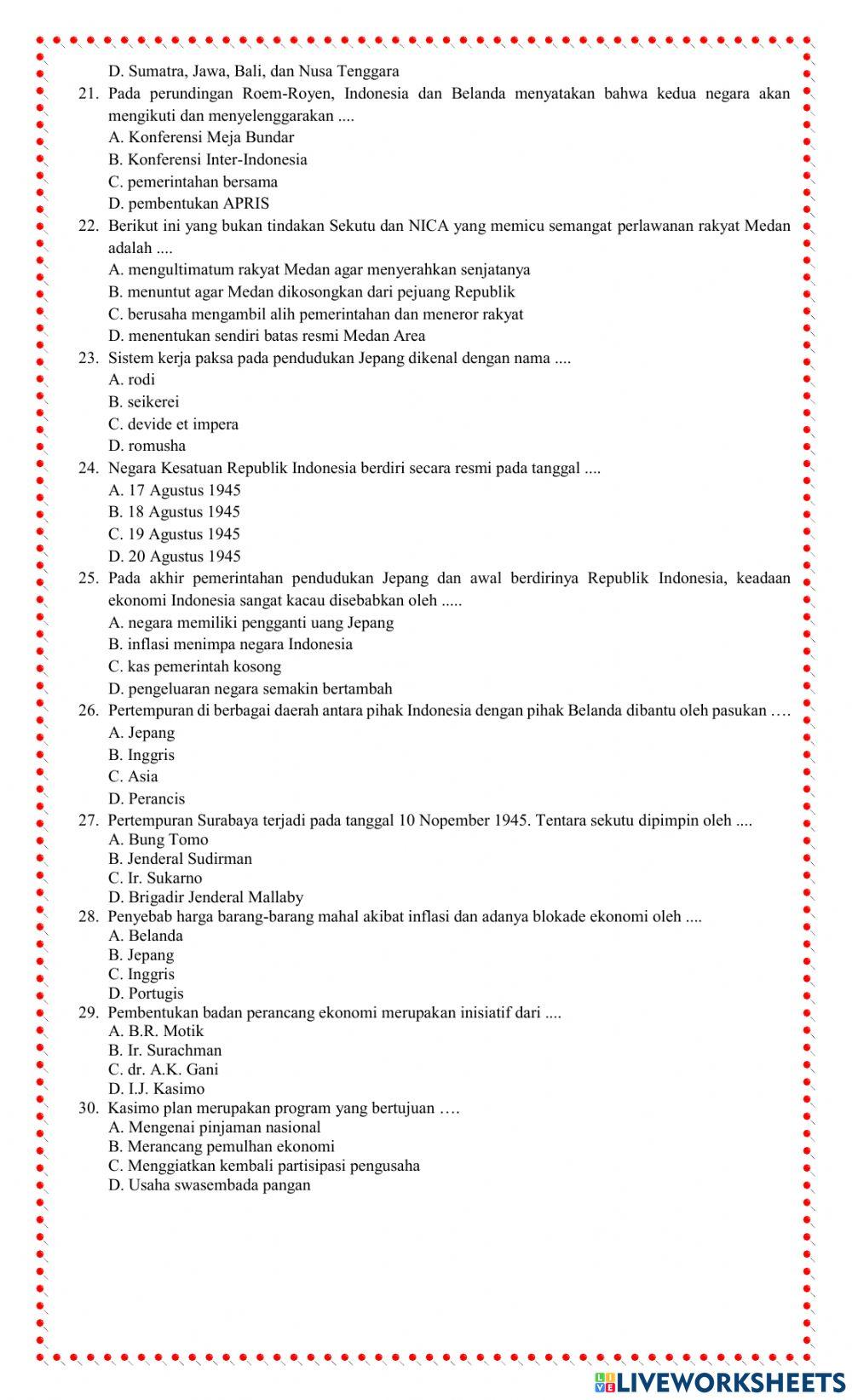 Tema 2 Muatan Pelajaran IPS worksheet | Live Worksheets