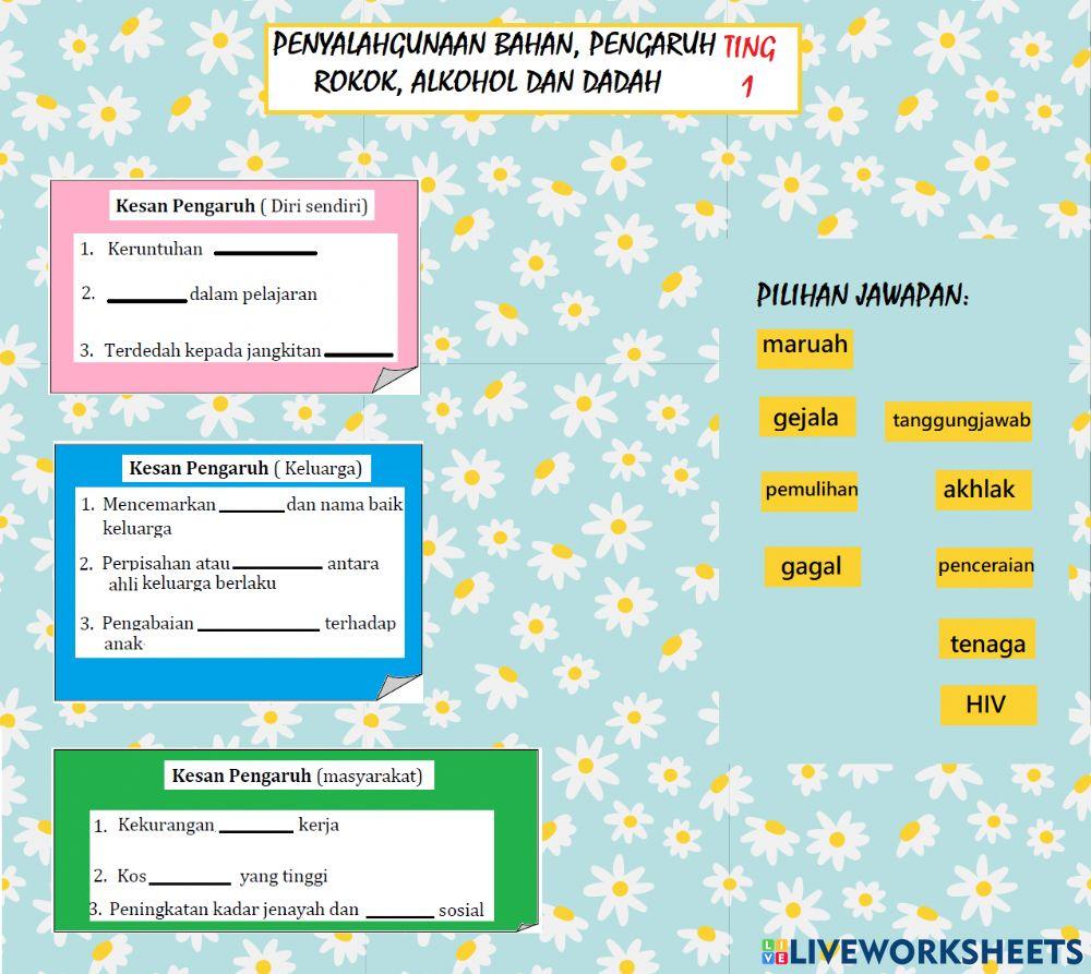 Pjpk tingkatan 1 activity | Live Worksheets