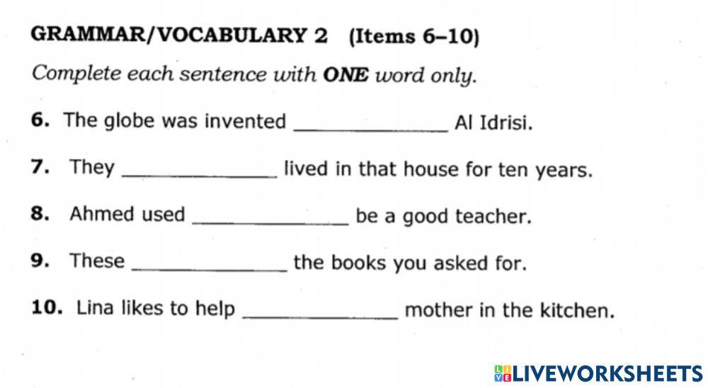 Read and complete activity for G 8A | Live Worksheets