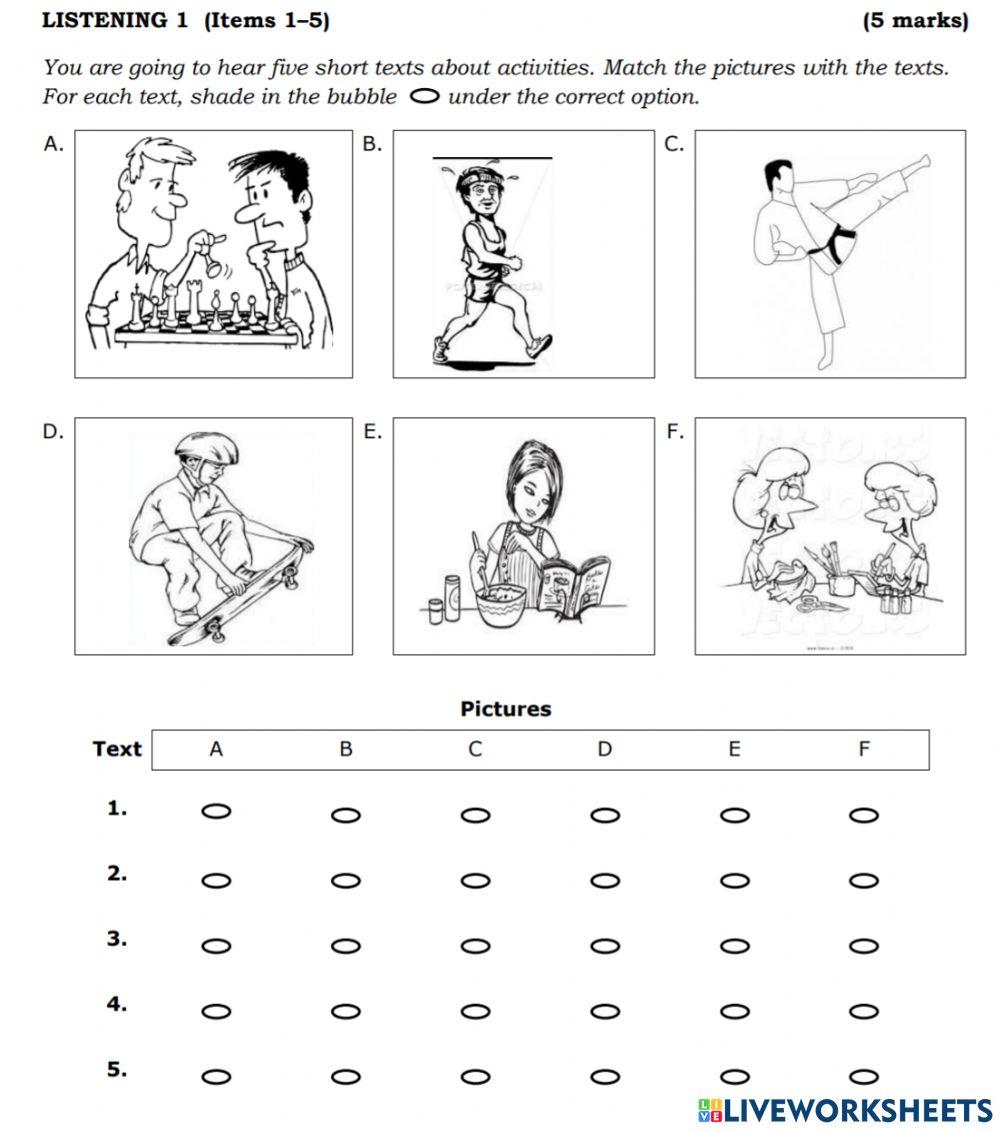 Listen and number interactive worksheet for G 8A | Live Worksheets