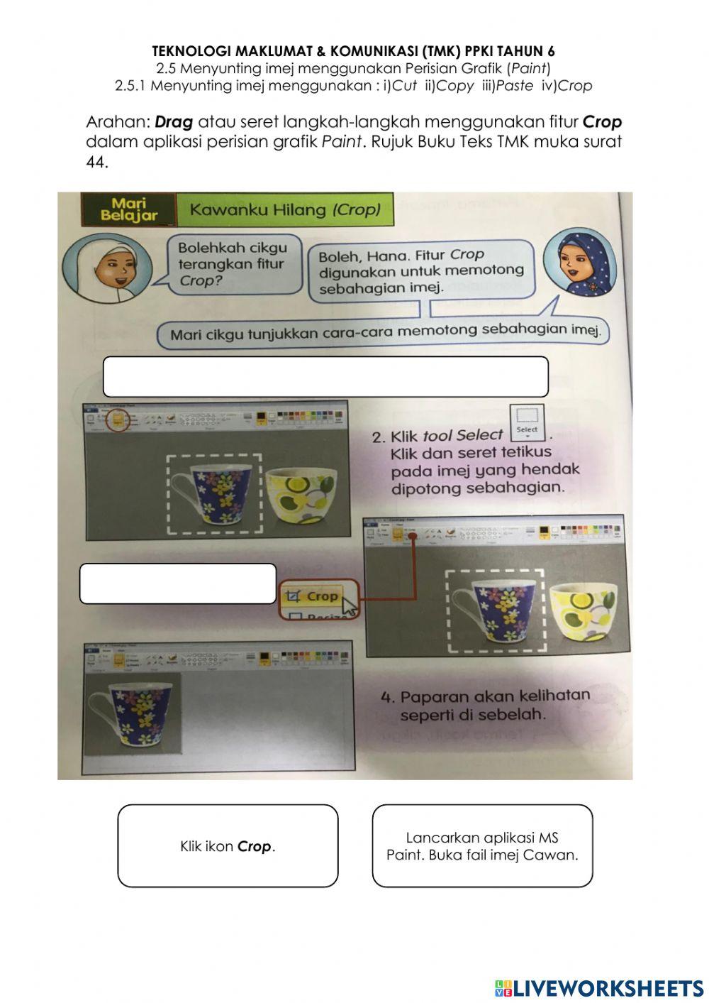 Menyunting imej menggunakan MS Paint activity | Live Worksheets