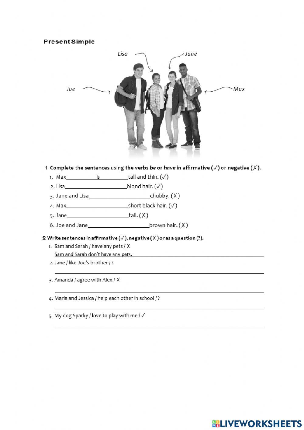 Present Simple x Continuous x Describing People online exercise for ...
