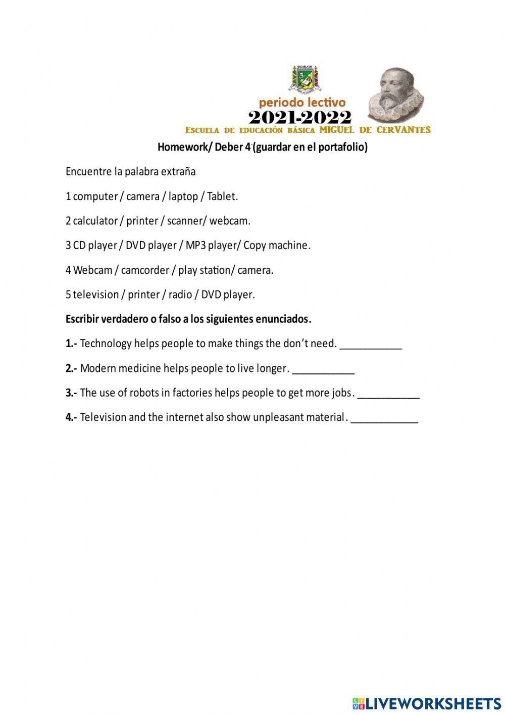 Technology online exercise for 10th grade | Live Worksheets