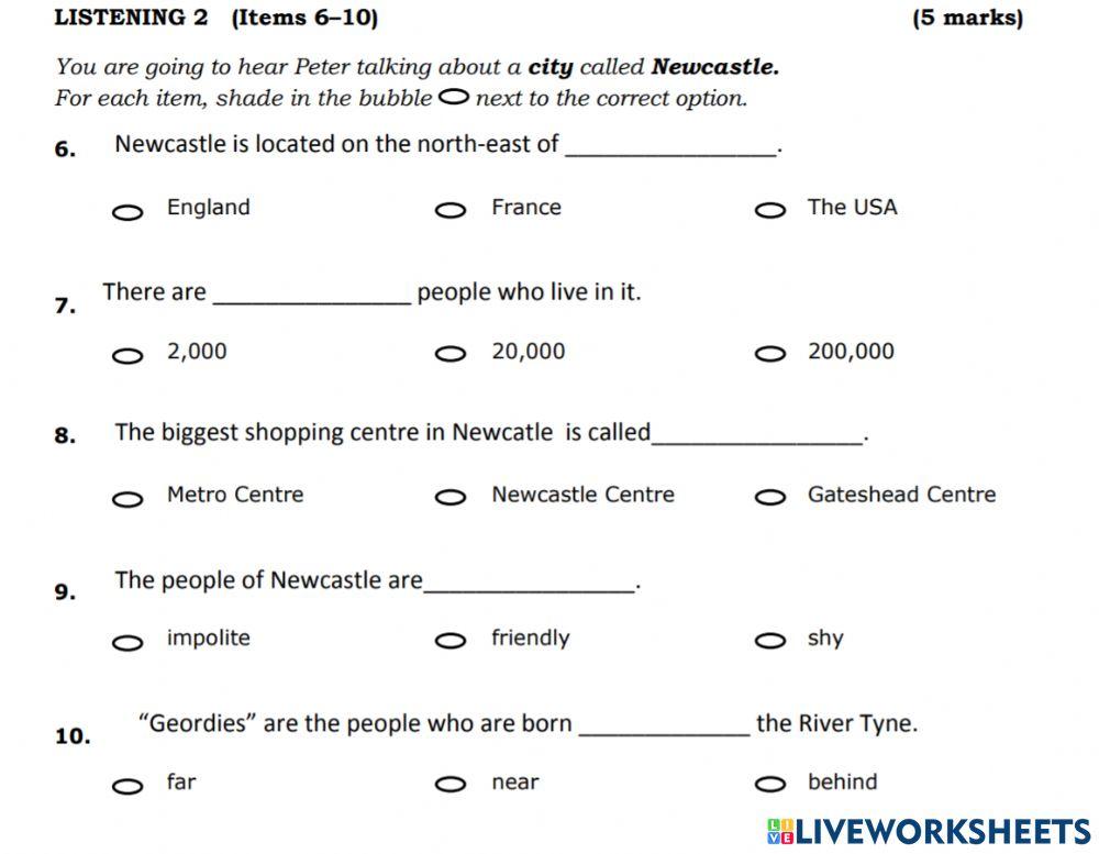 Listen and number interactive activity for G 8A | Live Worksheets