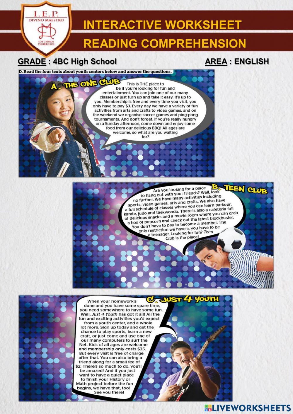 Reading and grammar interactive worksheet for INTERMEDIATE | Live ...