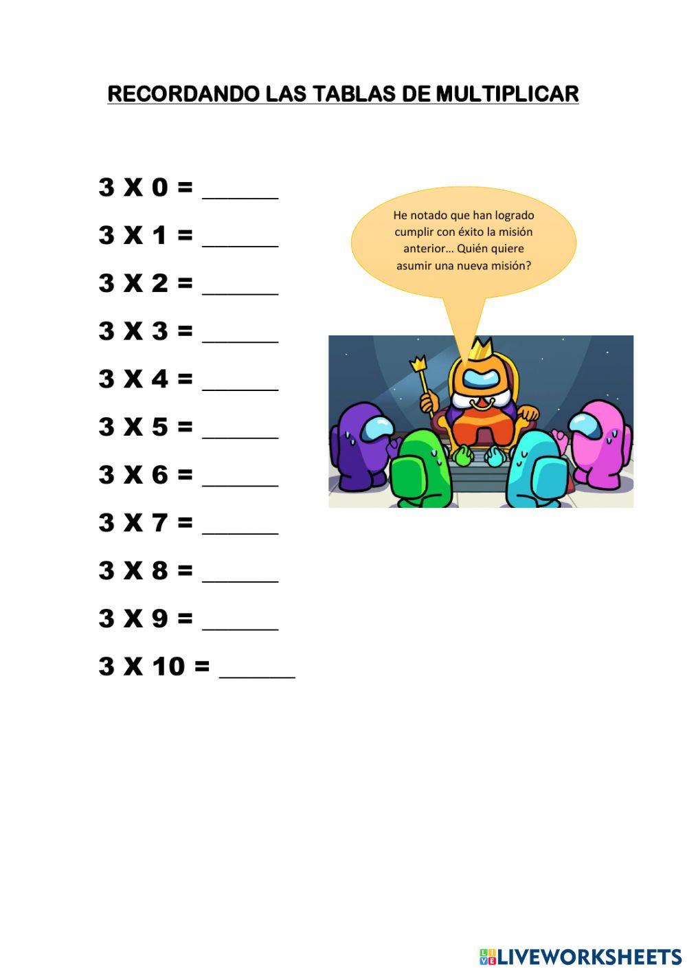 Multiplicación x 3 worksheet | Live Worksheets