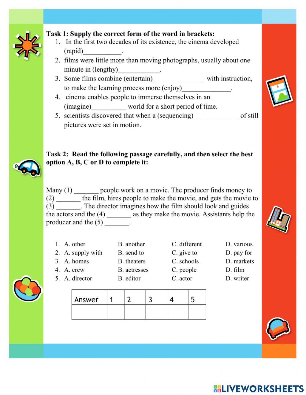 Further practice (Reading) worksheet | Live Worksheets