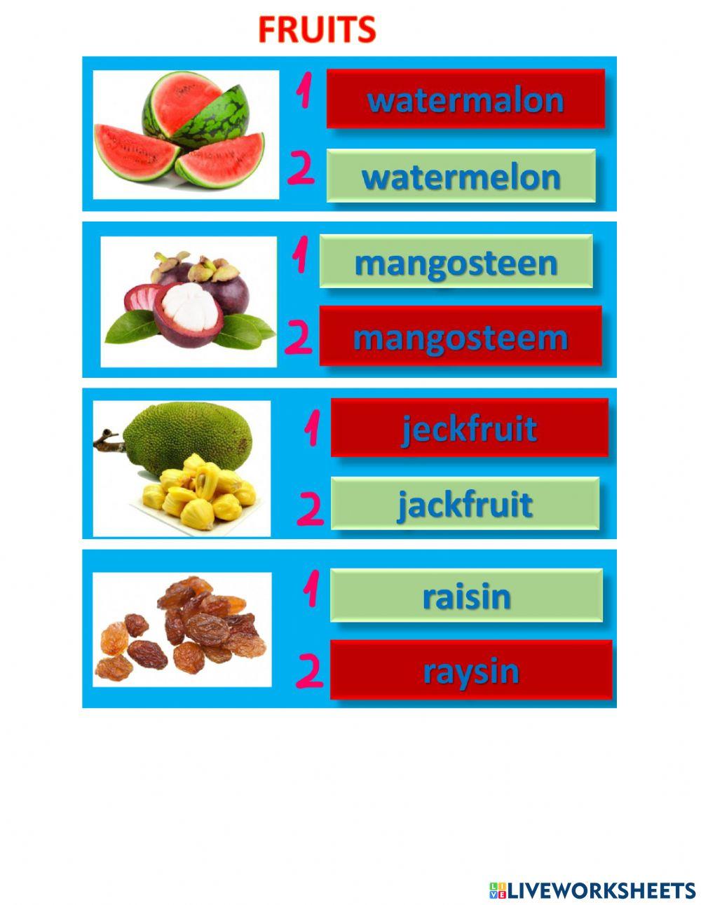 Fruits online exercise for 2 | Live Worksheets