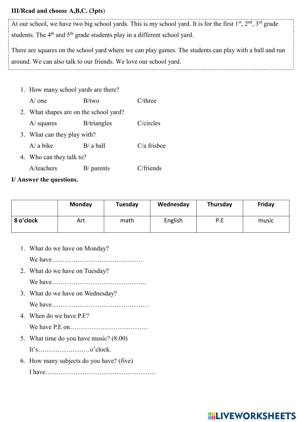 2-1 - GRADE 3 online exercise for | Live Worksheets