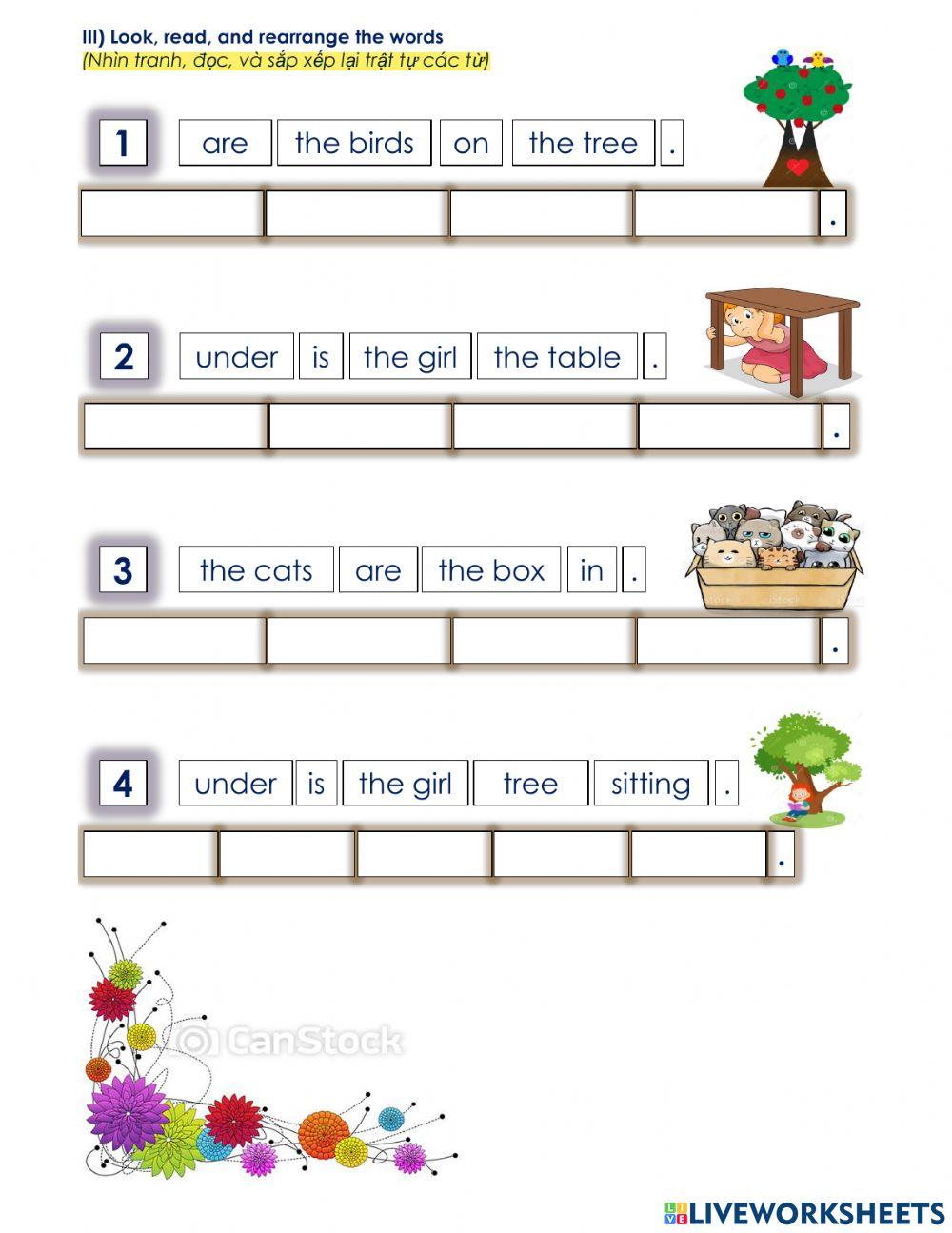 On-in-under interactive worksheet | Live Worksheets