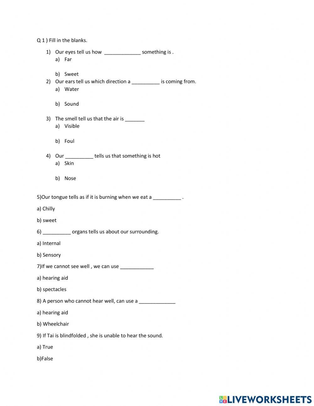 Evs worksheet free exercise | Live Worksheets