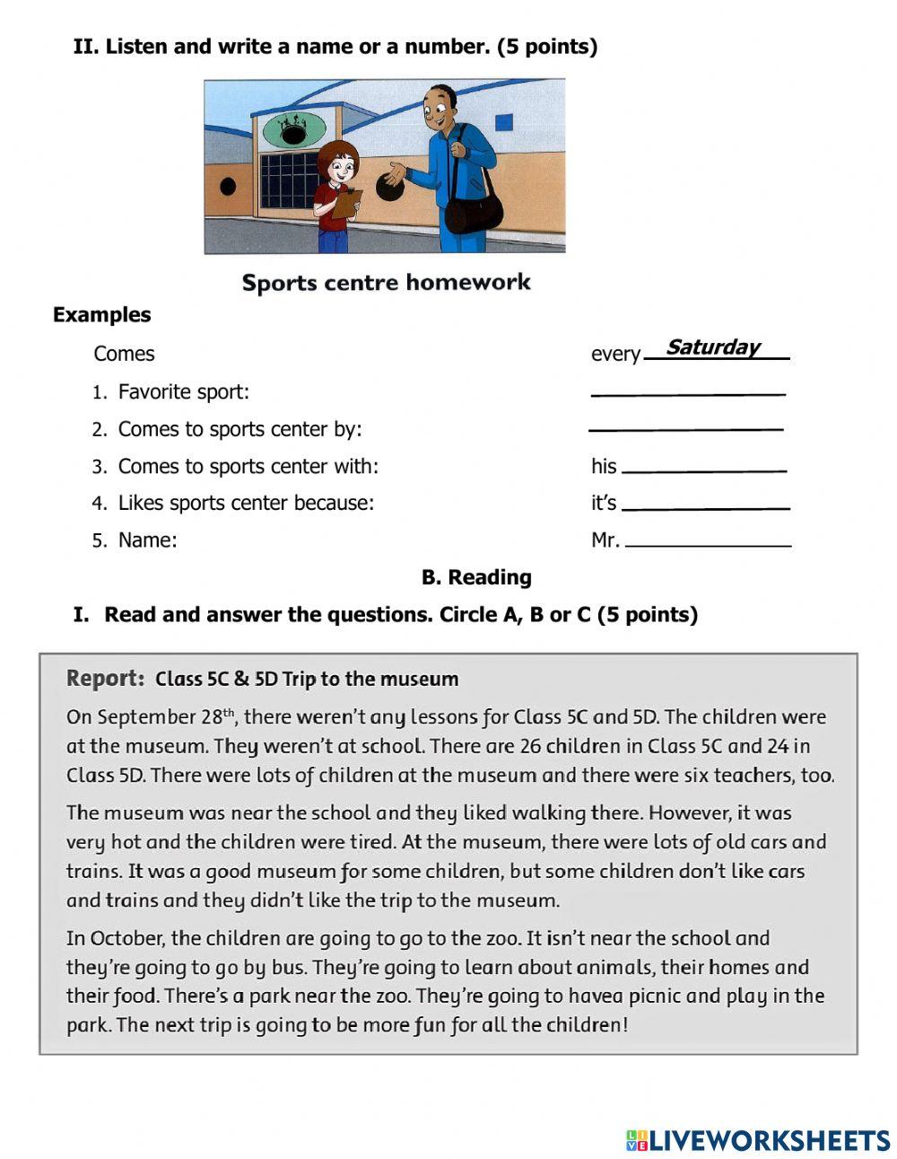 English test online exercise for 5 | Live Worksheets