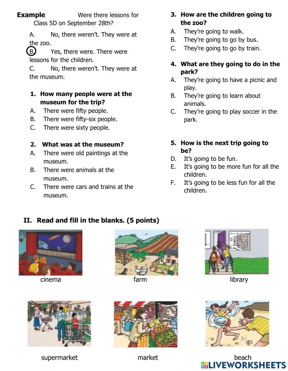 English test online exercise for 5 | Live Worksheets