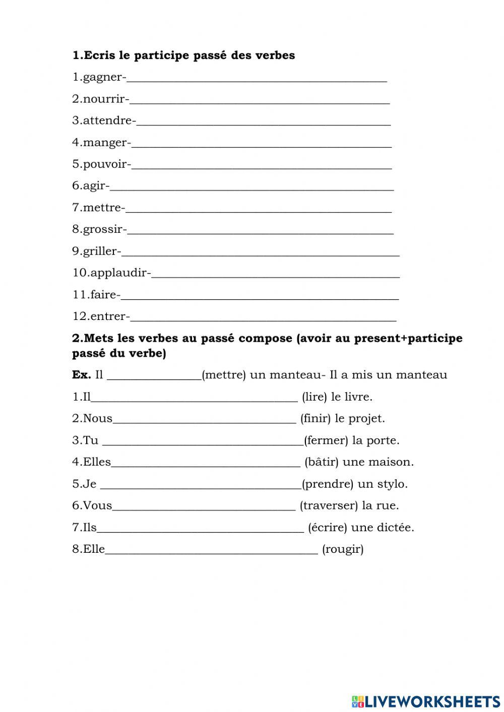 1783914 | Passe compose | stacya | LiveWorksheets
