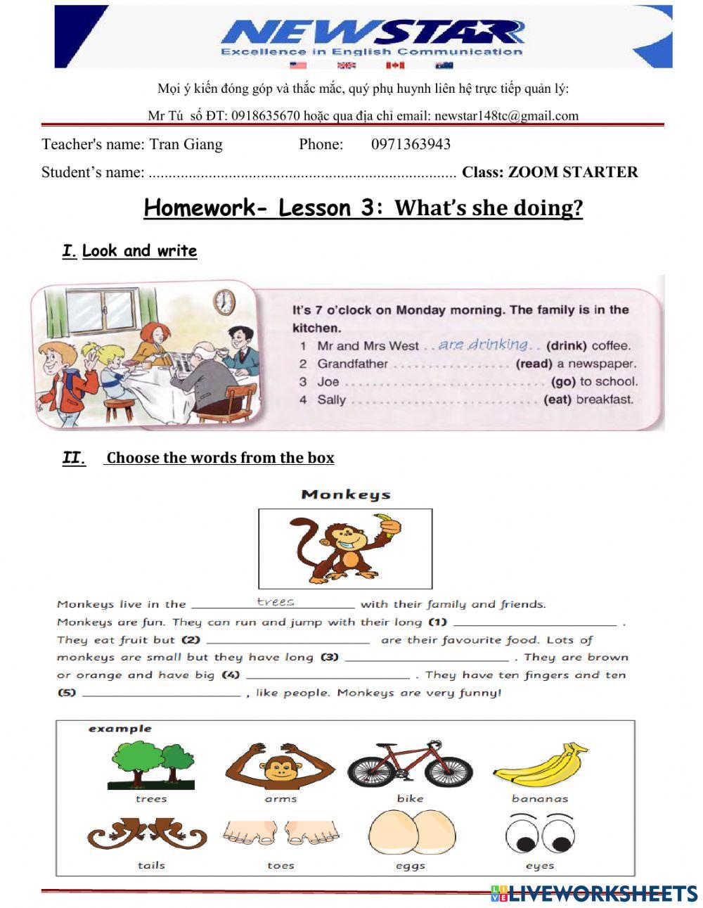 3. what's she doing worksheet | Live Worksheets