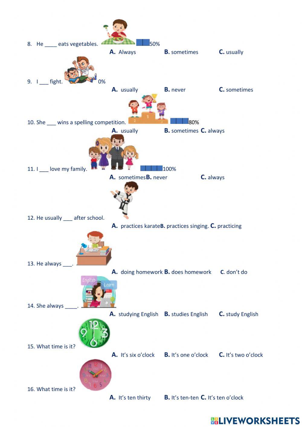 GRADE 3 MIDTERM EXAM online exercise for | Live Worksheets