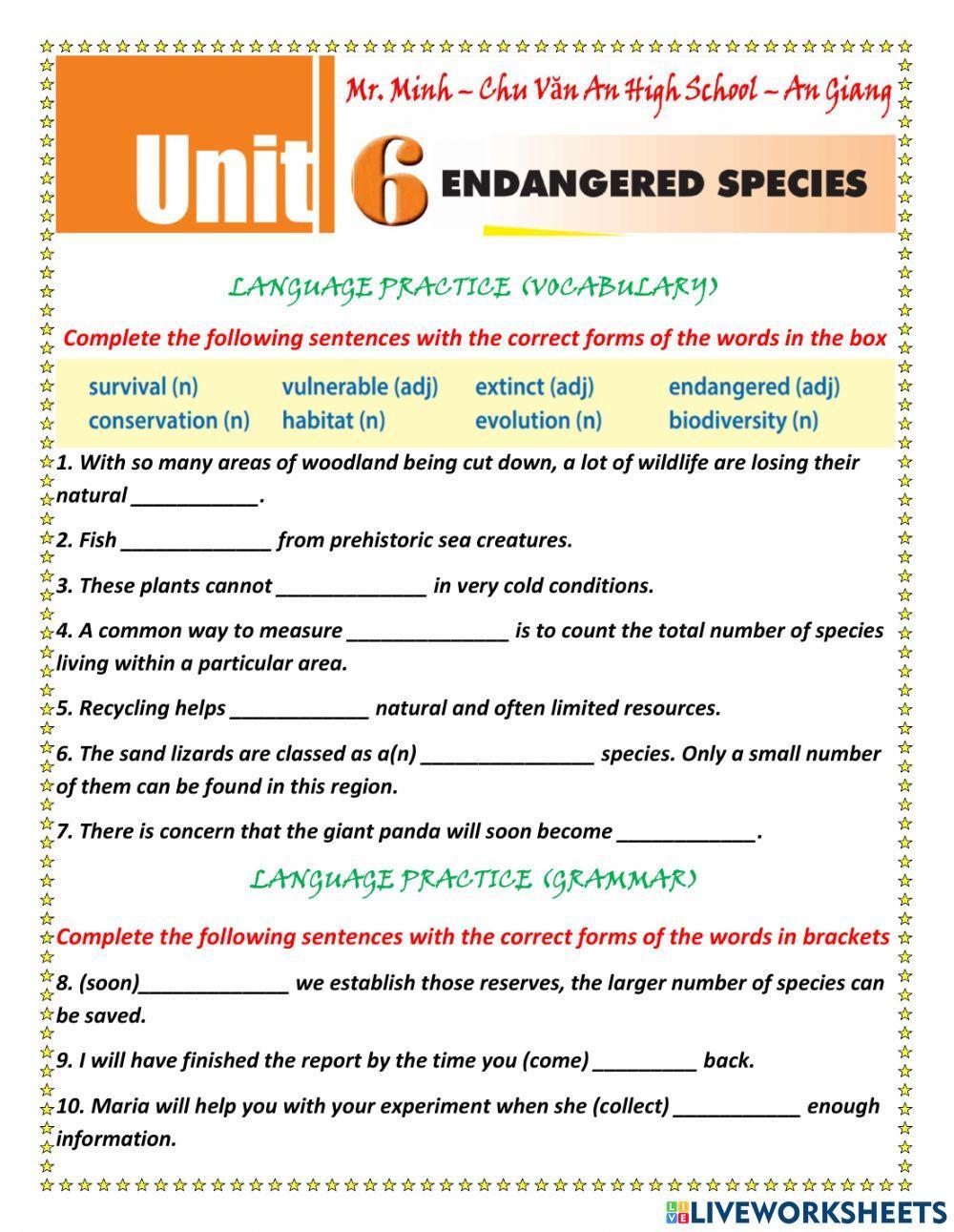 English 12 - Unit 6 - Language Practice worksheet | Live Worksheets