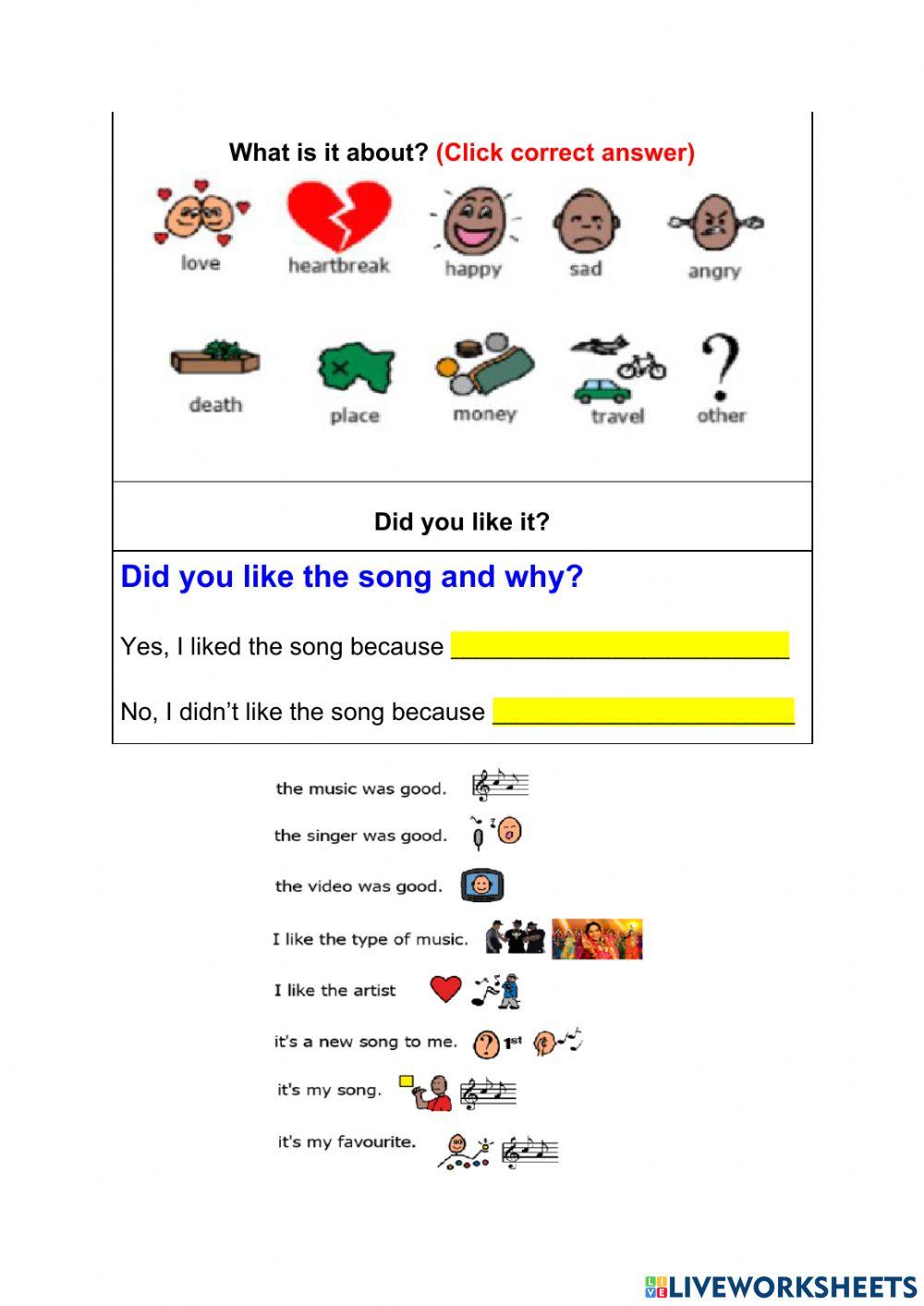 Song Sheet online exercise for | Live Worksheets