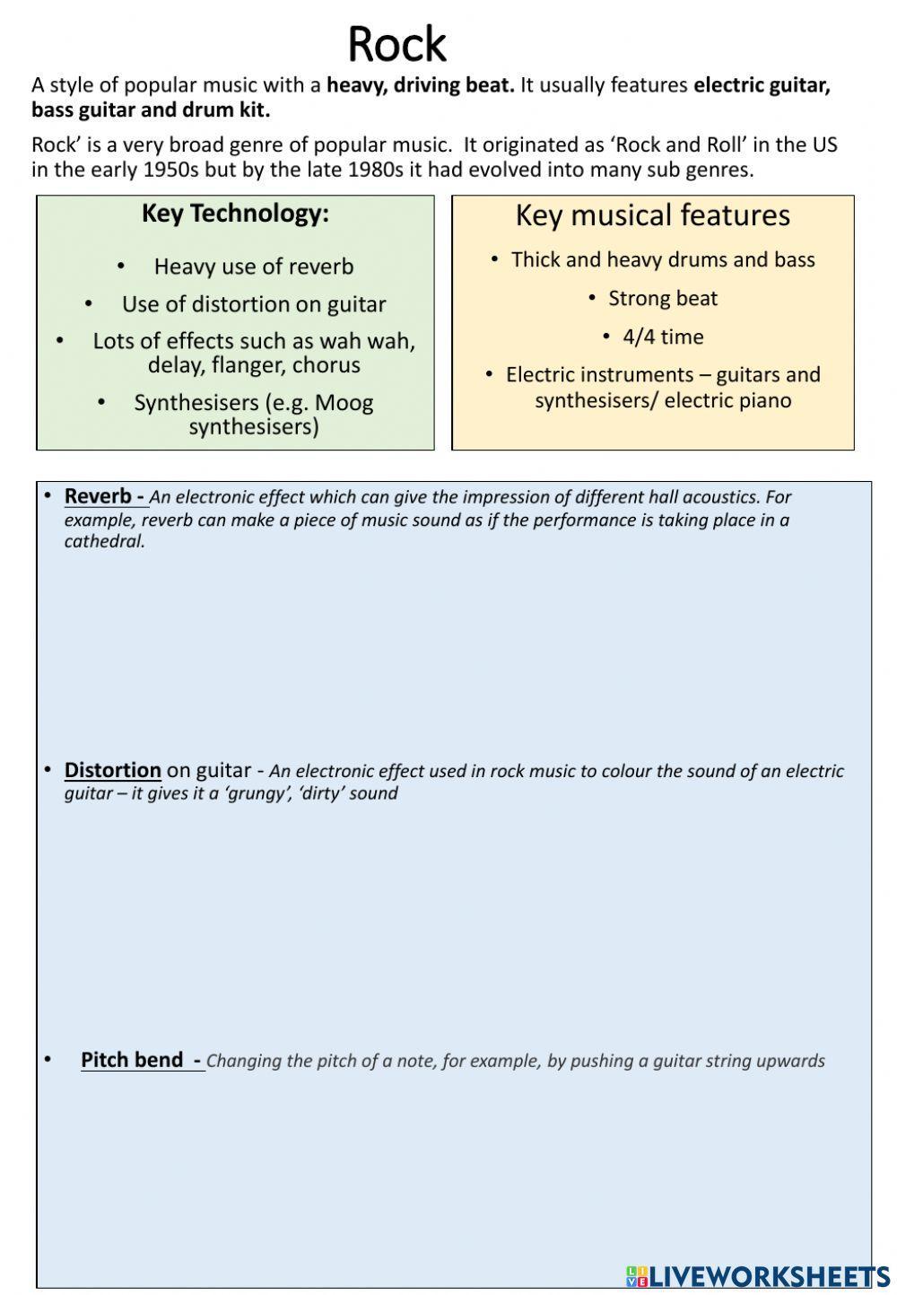 Nat 5 Music Tech Styles 1 | LiveWorksheets | 1784823