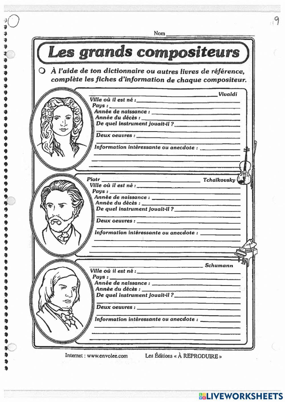 5274592 | Les compositeurs 4e année | Patricia Bourque